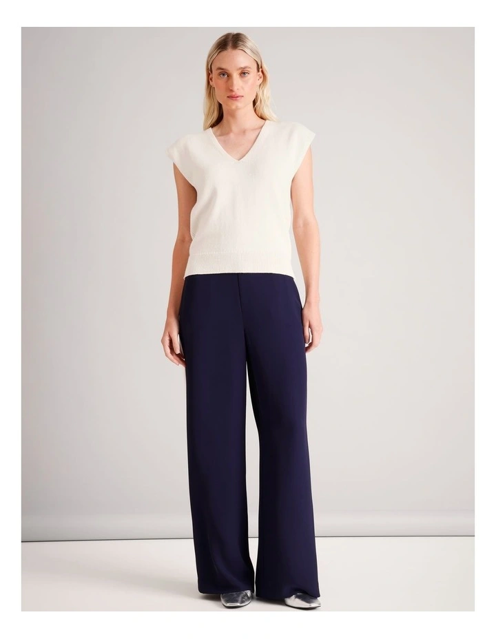 Basque Organic Cotton Blend V-Neck Knit in Ivory | MYER