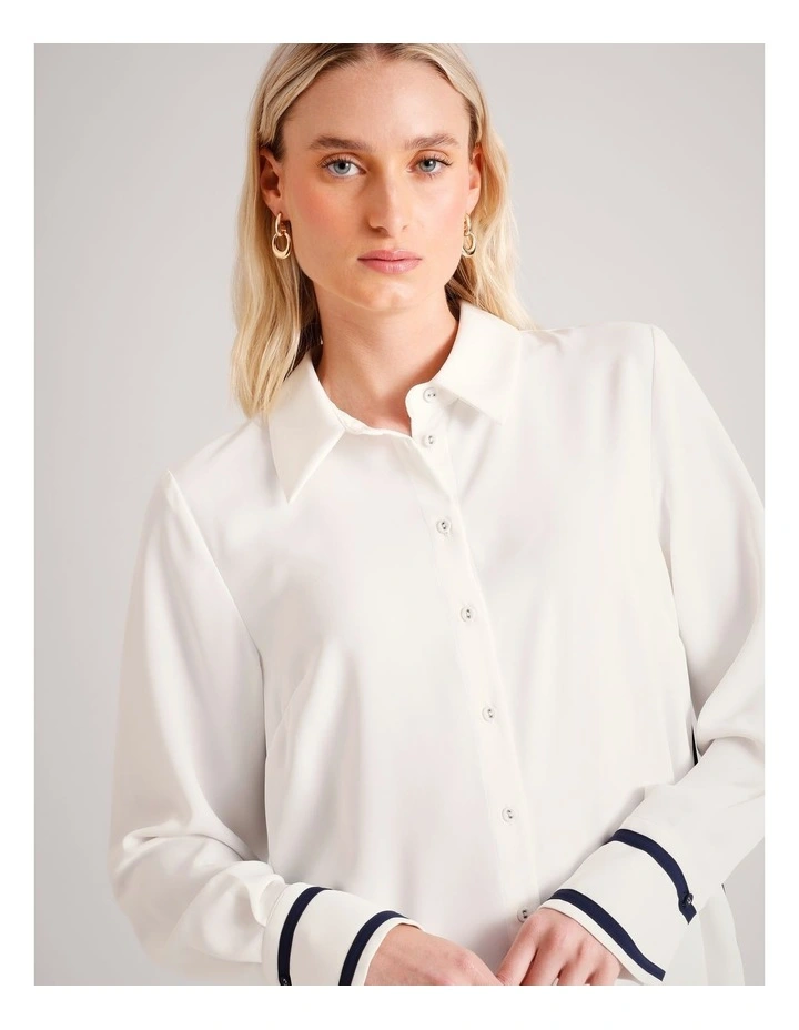 Basque Recycled Poly Contrast Shirt in Ivory | MYER