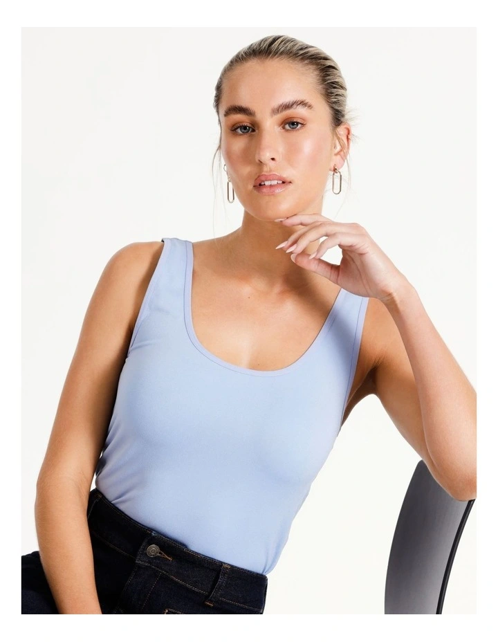 Basque Seamfree Recycled Blend Tank in Dusty Blue | MYER