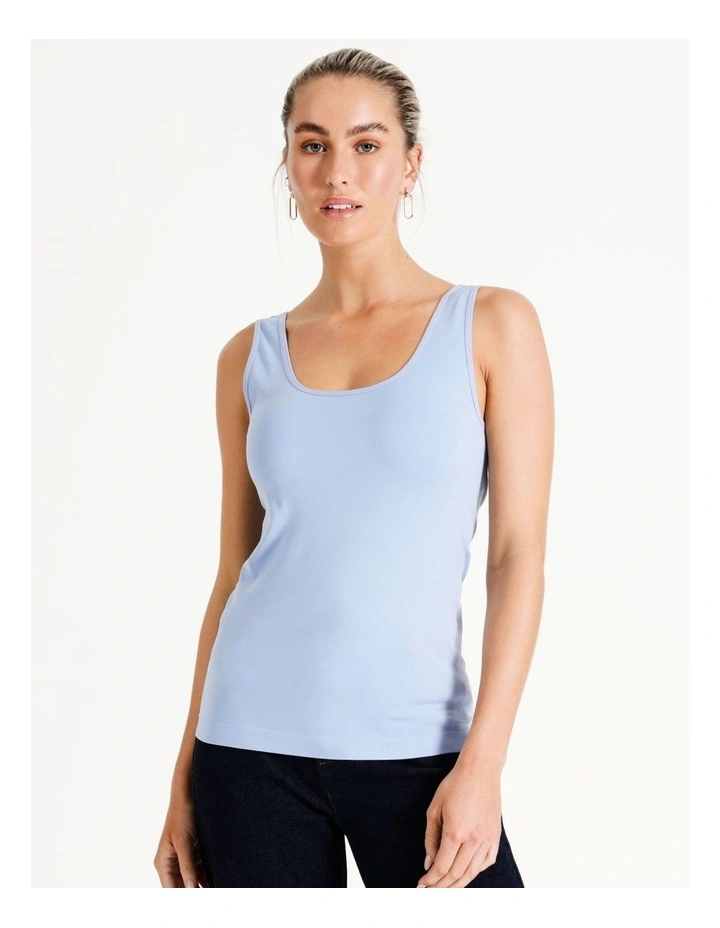 Basque Seamfree Recycled Blend Tank in Dusty Blue | MYER