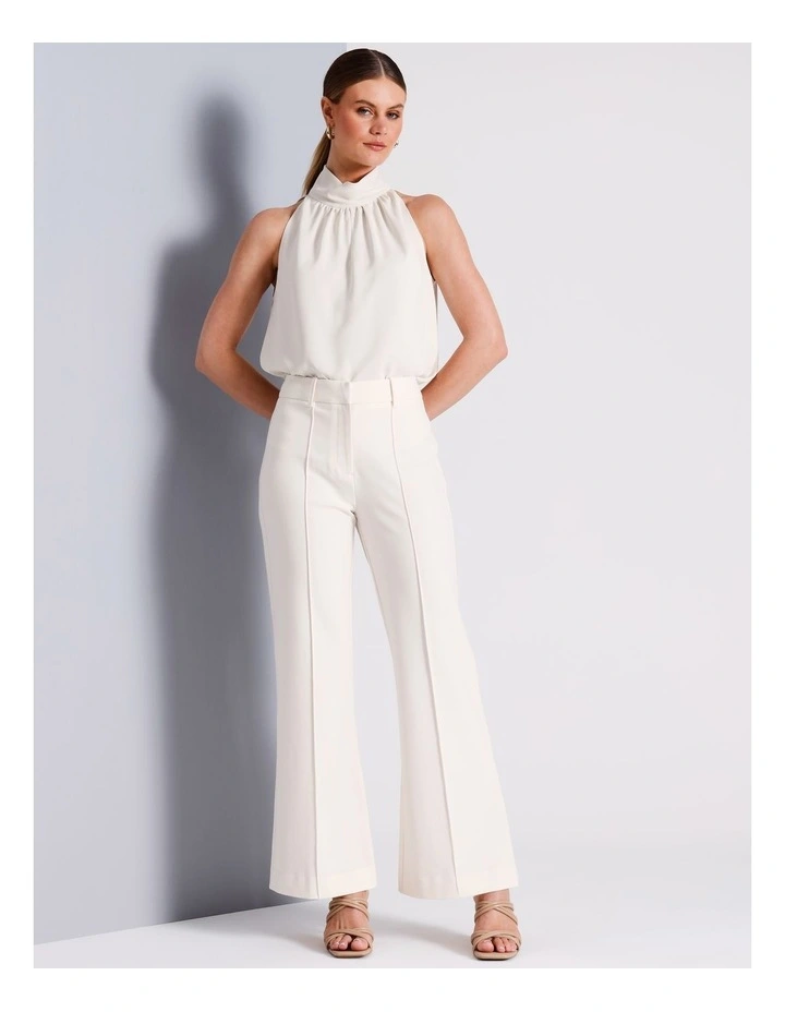 Basque Recycled Polyester Blend Pintuck Front Pant in Ivory | MYER