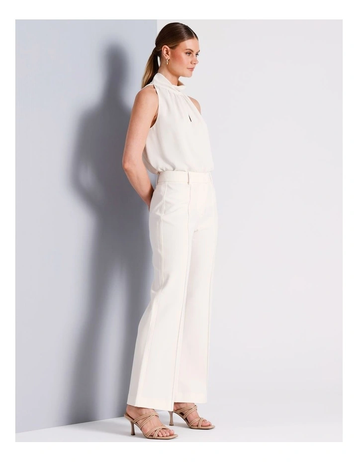 Basque Recycled Polyester Blend Pintuck Front Pant in Ivory | MYER