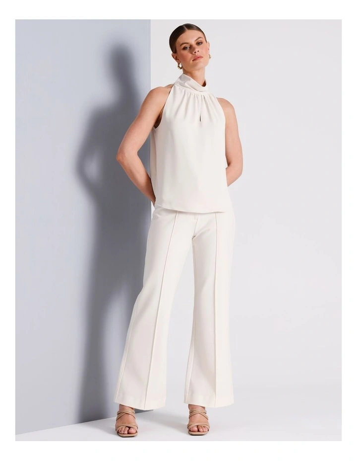 Basque Recycled Polyester Blend Pintuck Front Pant in Ivory | MYER