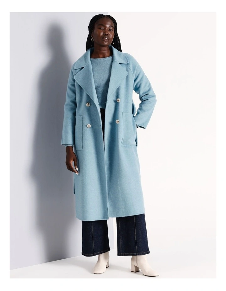 Basque Wool Blend Wrap Felt Coat in Teal | MYER