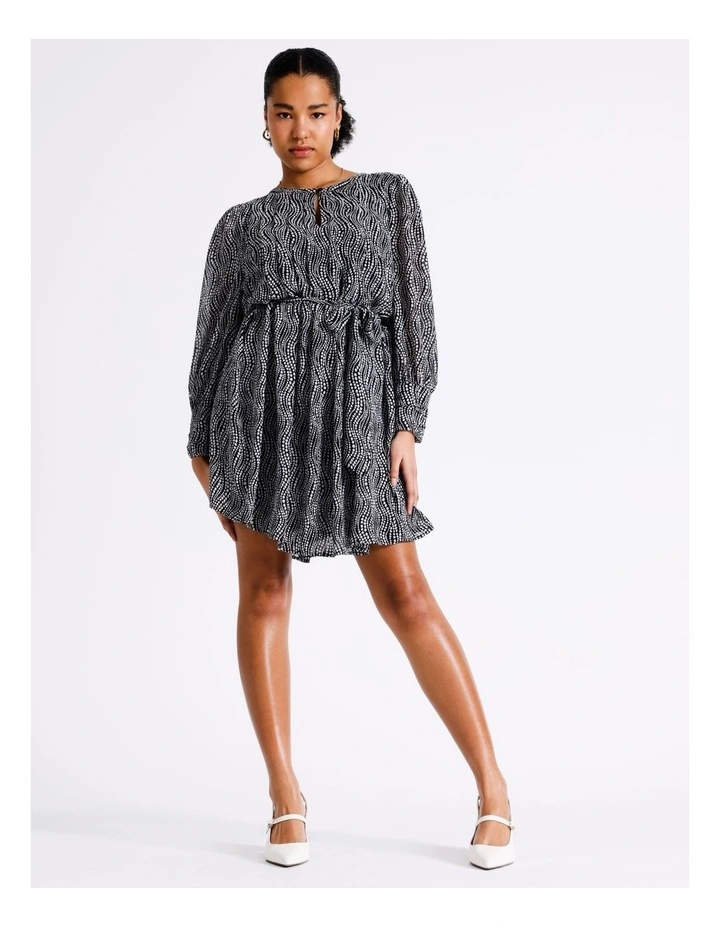 Basque Pintuck Detail Soft Dress in Black/White | MYER