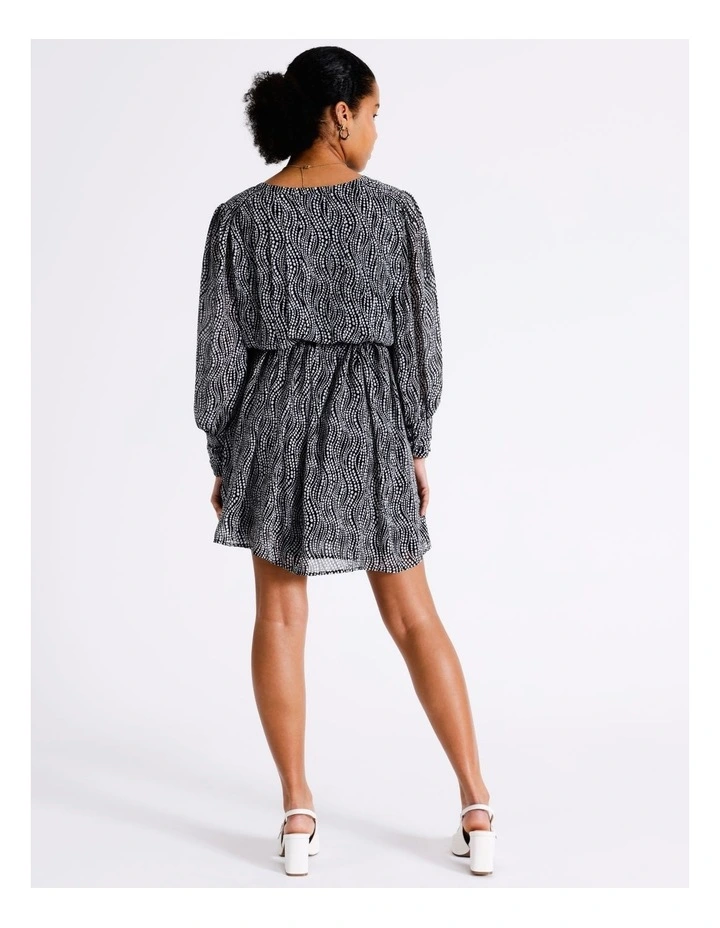 Basque Pintuck Detail Soft Dress in Black/White | MYER