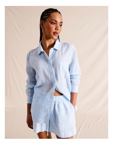 Piper Core Linen Short in Light Blue | MYER