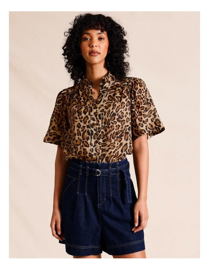 Piper Ramie Flutter Sleeve Blouse in Assorted | MYER