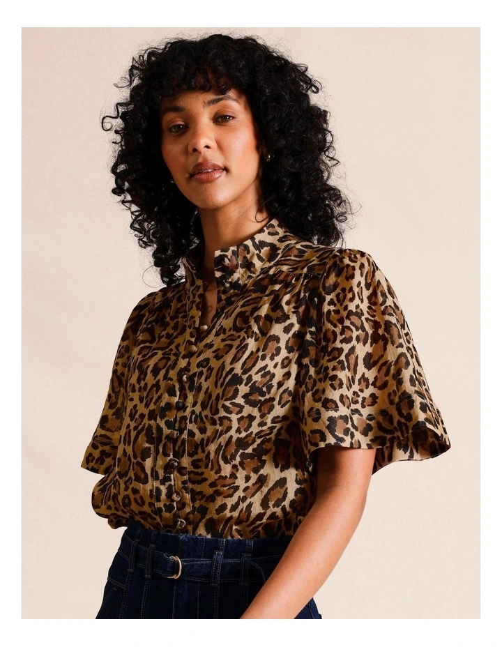 Piper Ramie Flutter Sleeve Blouse in Assorted | MYER