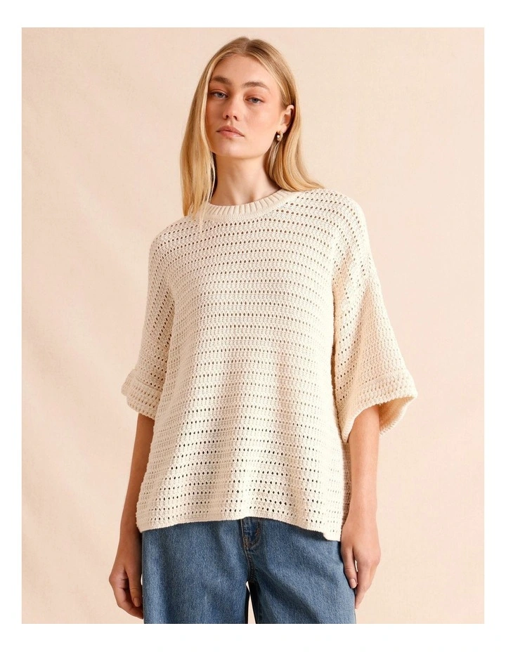 Piper Cotton Knit Tee in Cream | MYER