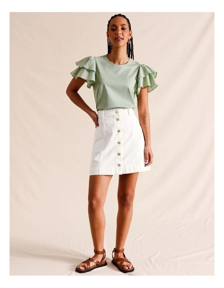 Piper Flutter Sleeve Tee in Sage | MYER