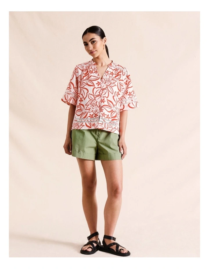 Piper Flutter Sleeve Top With Trim Detailing in Red | MYER