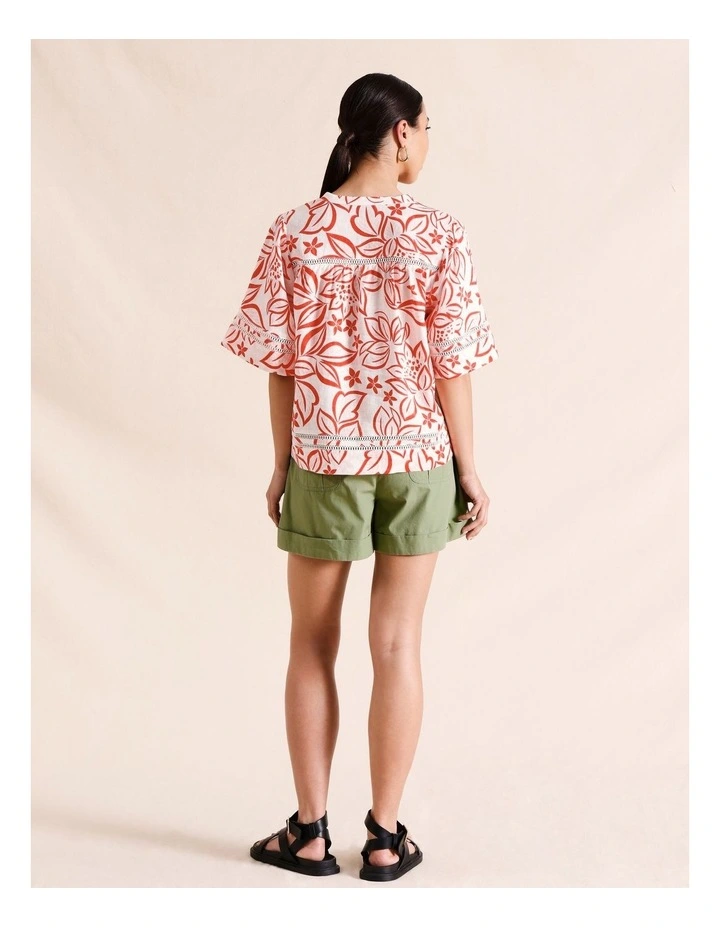 Piper Flutter Sleeve Top With Trim Detailing in Red | MYER