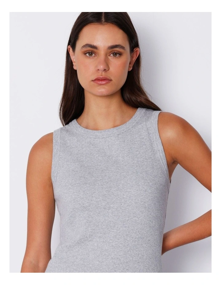 Grab Denim Organic Blend Rib Tank in Grey Marle | MYER