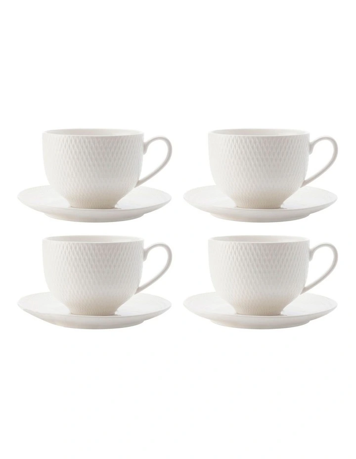Maxwell & Williams White Basics Diamonds Tea Cup & Saucer 220ML Set of ...