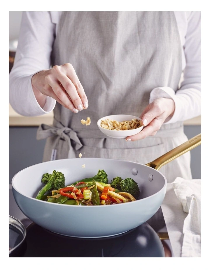 Greenpan Padova Covered Wok 28cm in Smokey Sky Blue | MYER