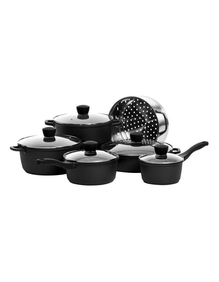 The Cooks Collective Classic Non-Stick 10 Piece Cookset in Black | MYER
