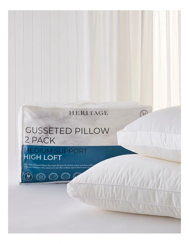 Heritage Gusseted Pillow 2 Pack in White | MYER