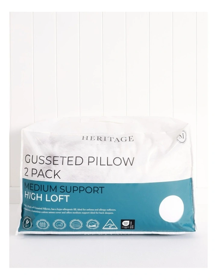 Heritage Gusseted Pillow 2 Pack in White | MYER