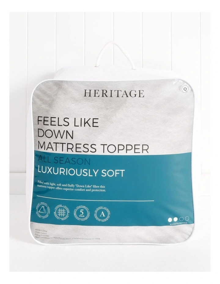 Heritage Feels Like Down Mattress Topper in White | MYER