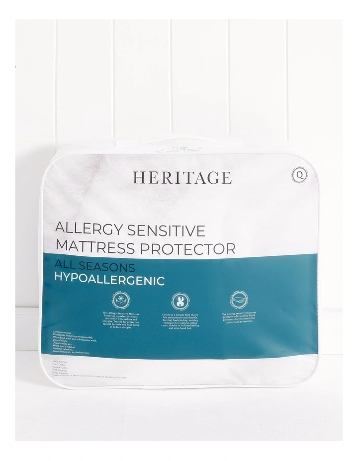 Heritage Allergy Sensitive Mattress Protector in White | MYER