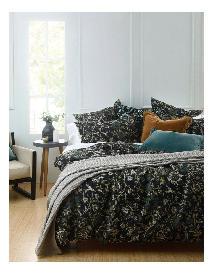 M.M Linen Ivy Quilt Cover Set In Ebony | MYER