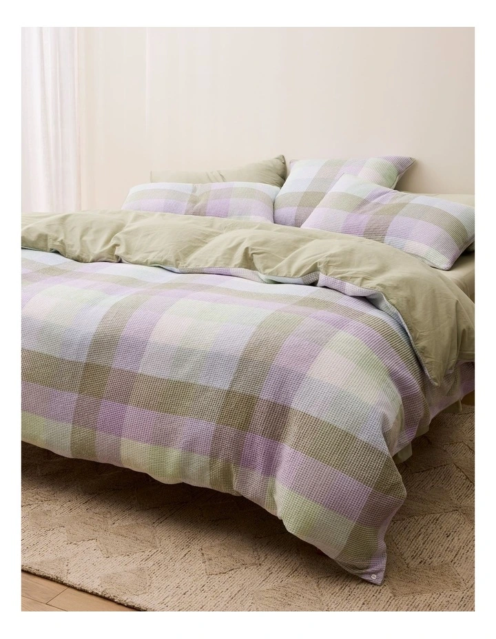 Sheet Society Tully Waffle Quilt Cover Set in Mia Gingham | MYER Sheet Society Tully Waffle Quilt Cover Set in Mia Gingham | MYER