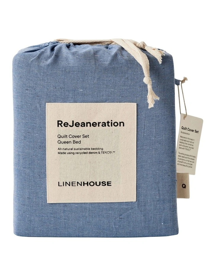 Linen House Rejeaneration Rialta Quilt Cover Set in Denim | MYER
