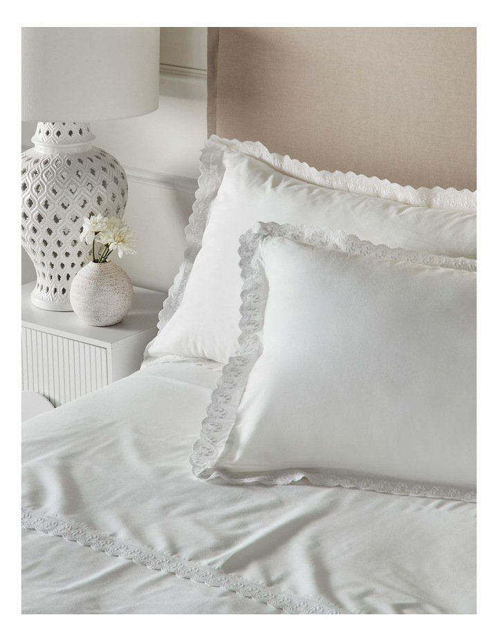 Heritage Cotton Lace Edge Sheet Set in White | MYER