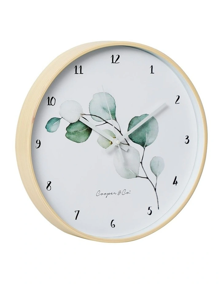 Cooper & Co Eucalyptus Round Silent Non-Ticking Wall Clock 30cm in ...