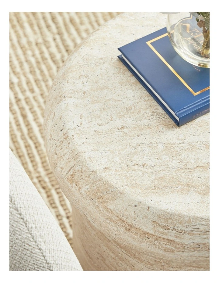 Cooper & Co Luna MgO Travertine Look Stool 38cm in Brown | MYER