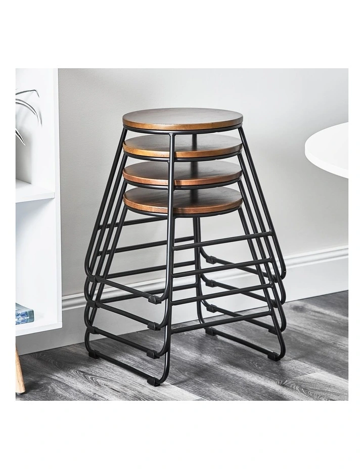 Cooper & Co Mingle Low Sitting Stools Set of 4 in Black/Brown | MYER