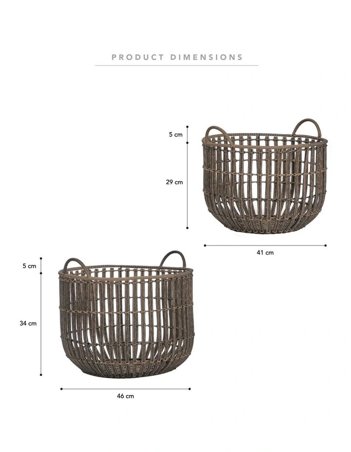 Cooper & Co Linear Baskets Set of 2 in Brown | MYER