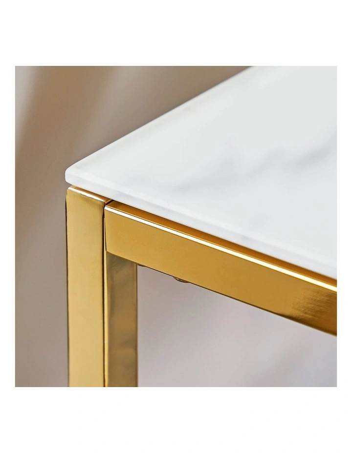 Cooper & Co Ali Square Nest Glass Marble Table 2 Piece in White | MYER