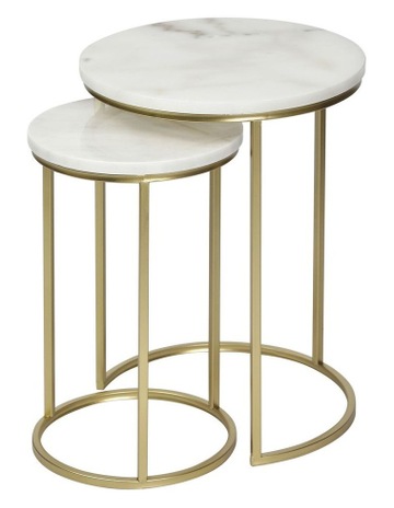 Cooper & Co Marble Ali Side Table in White/Gold | MYER