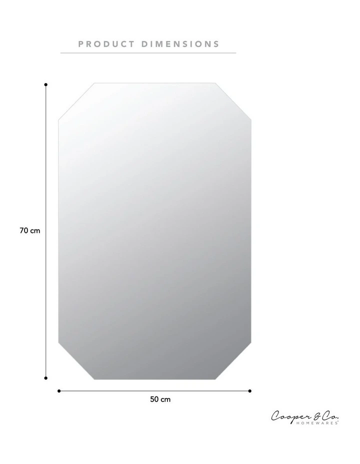 Cooper & Co Issy Urban Octagon Frameless Wall Mirror 70x50cm in Silver ...