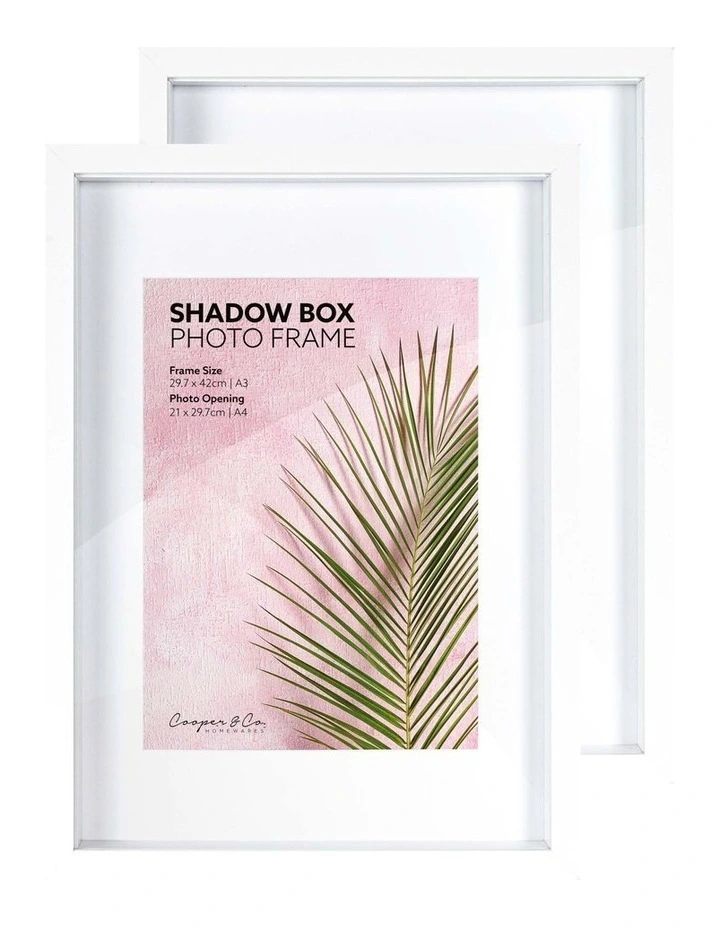 Cooper & Co Set of 2 A3 Mat to A4 Shadow Box Photo Frames in White | MYER