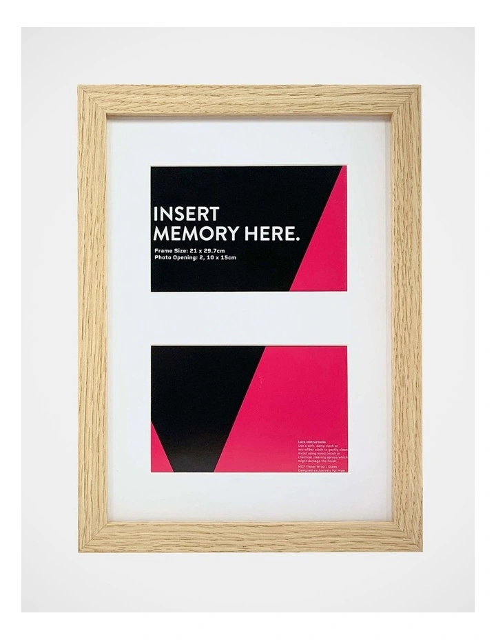 Vue Photo Frame A4/Dbl 10x15cm in Natural | MYER
