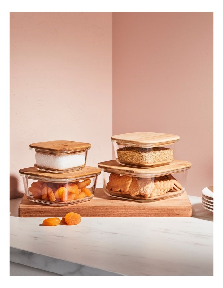 The Cooks Collective Square Storage Canister with Lid 1200ml in Bamboo ...