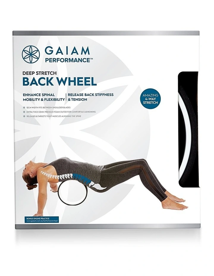 Gaiam Deep Stretch Back Wheel Black/White | MYER