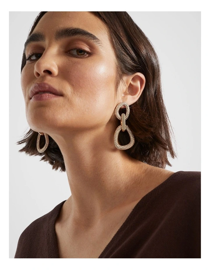 Seed Heritage Crystal Link Earring in Gold | MYER