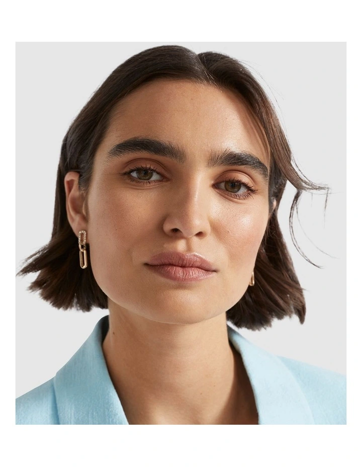 Seed Heritage Mini Crystal Link Earring in Gold | MYER