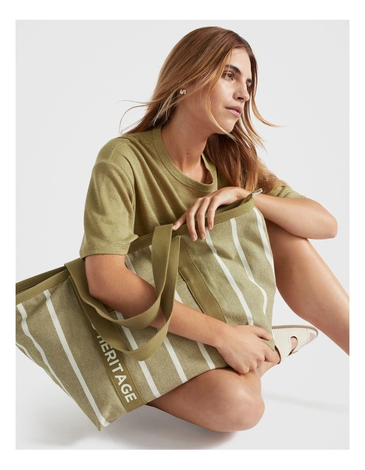Seed Heritage Logo Stripe Tote in Pistachio | MYER