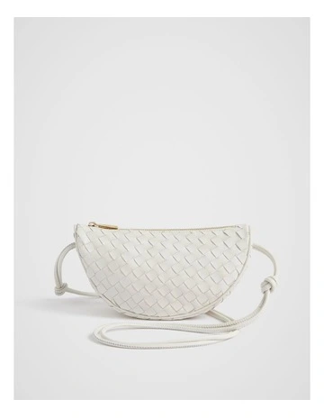 Seed Heritage Leather Woven Crossbody Bag In Bone | MYER