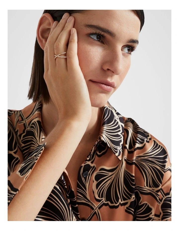 Seed Heritage Crystal Twist Ring in Gold | MYER