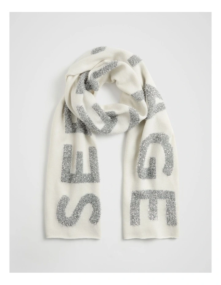 Seed Heritage Branded Metallic Scarf in Cream | MYER