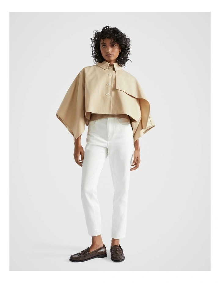 Seed Heritage Cropped Trench Cape in Champagne Beige | MYER