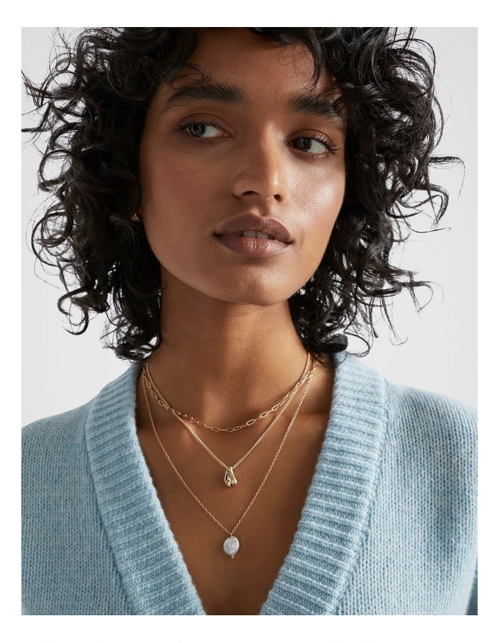 Seed Heritage Layered Pearl Drop Necklace in Gold | MYER