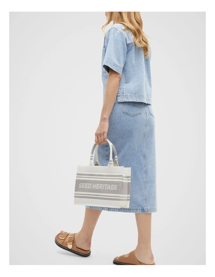 Seed Heritage Woven Mini Structured Tote In Affogato | MYER