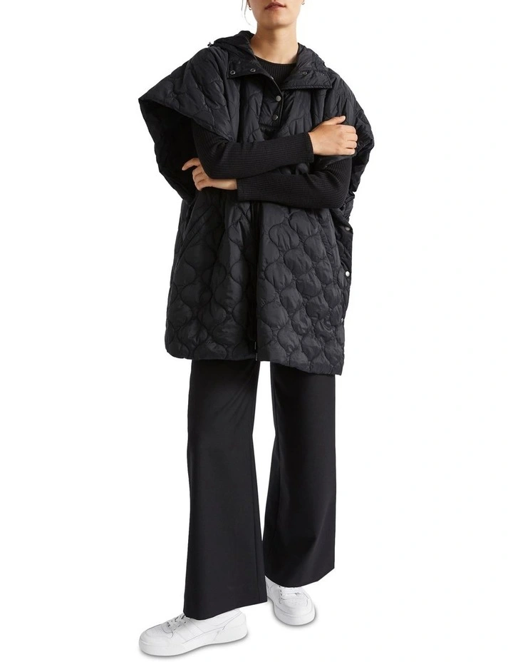 Seed Heritage Quilted Poncho in Black | MYER